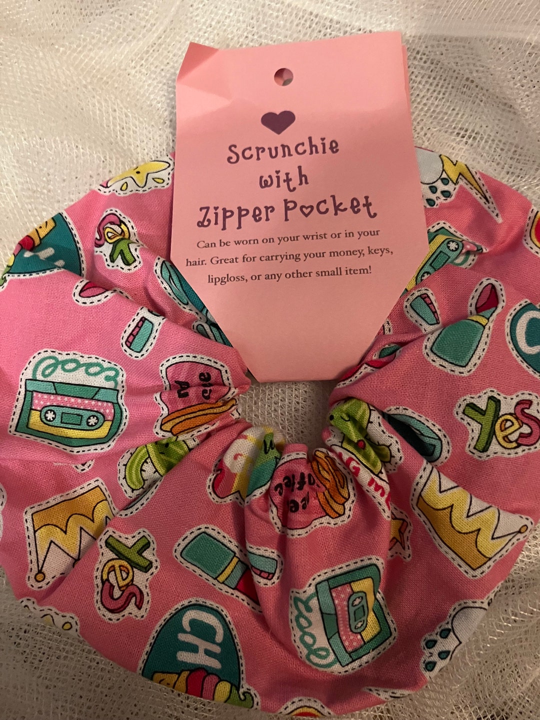 Girl Power Scrunchie With Zipper Pocket - Etsy