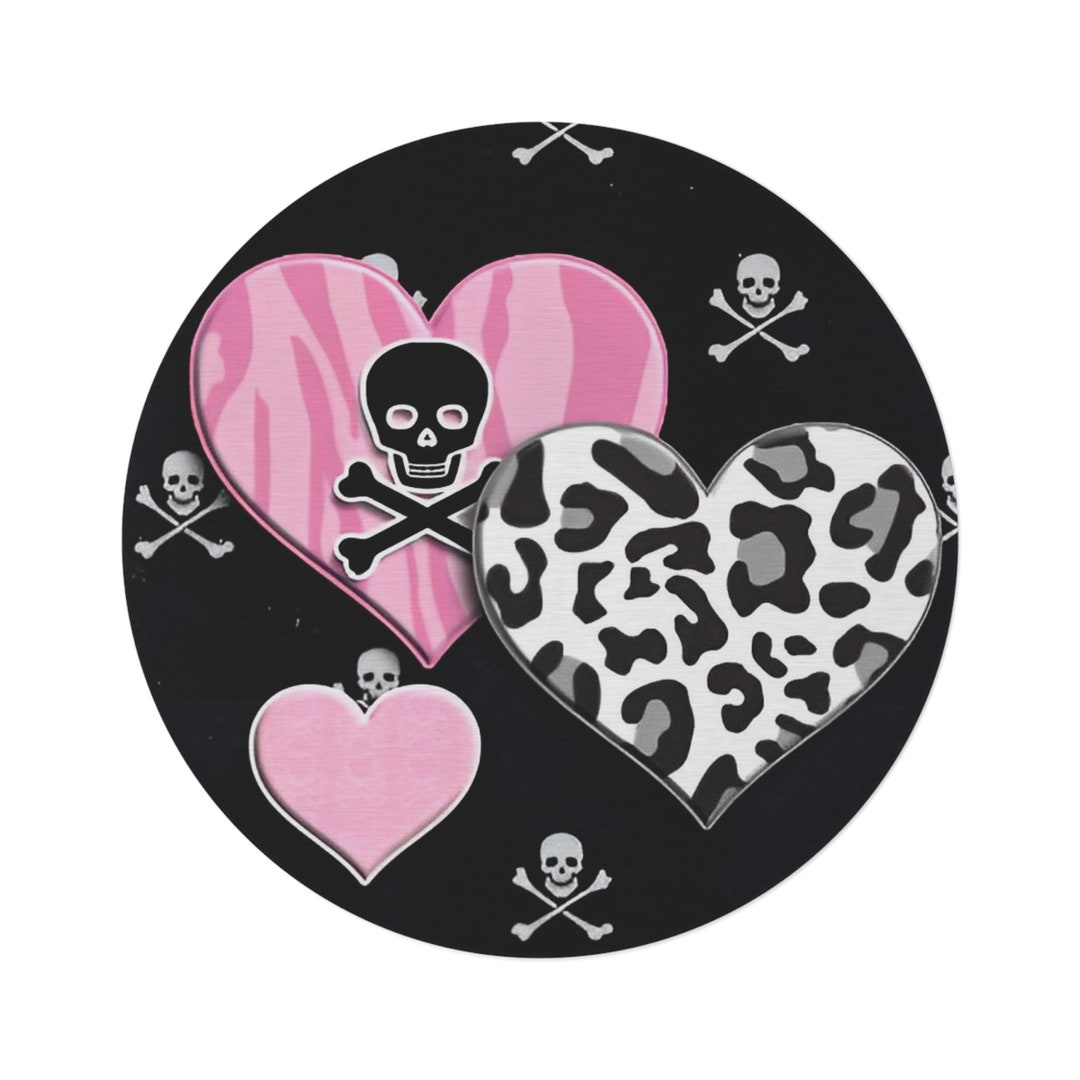 Y2K Emo Bimbo Skull Round Rug - Etsy