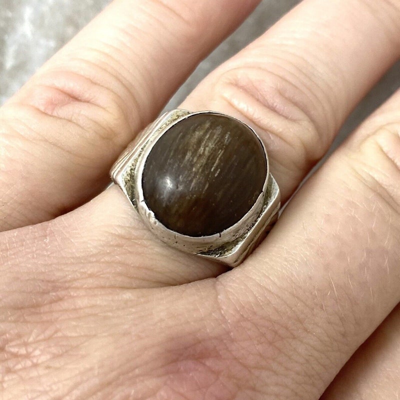 Silver Wood Ring - Etsy