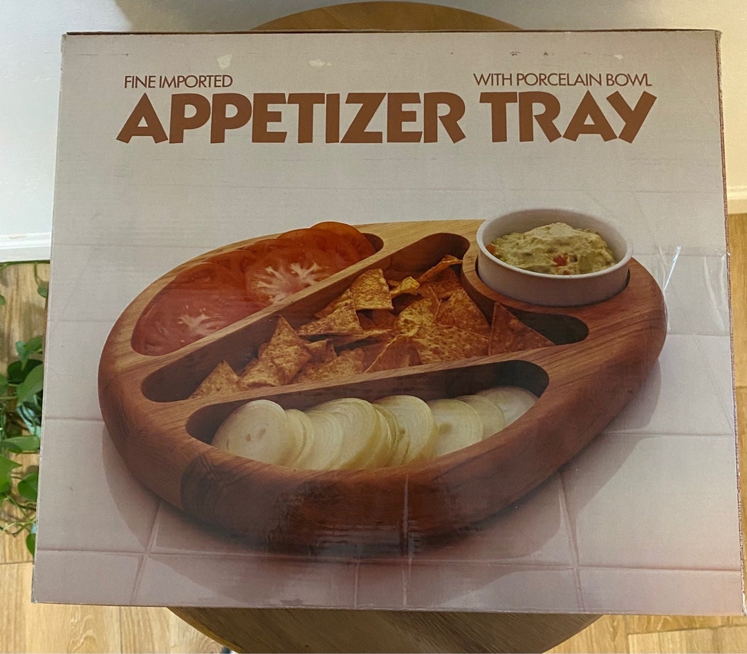 Wood Appetizer Tray With Porcelain Bowl New With Box - Etsy