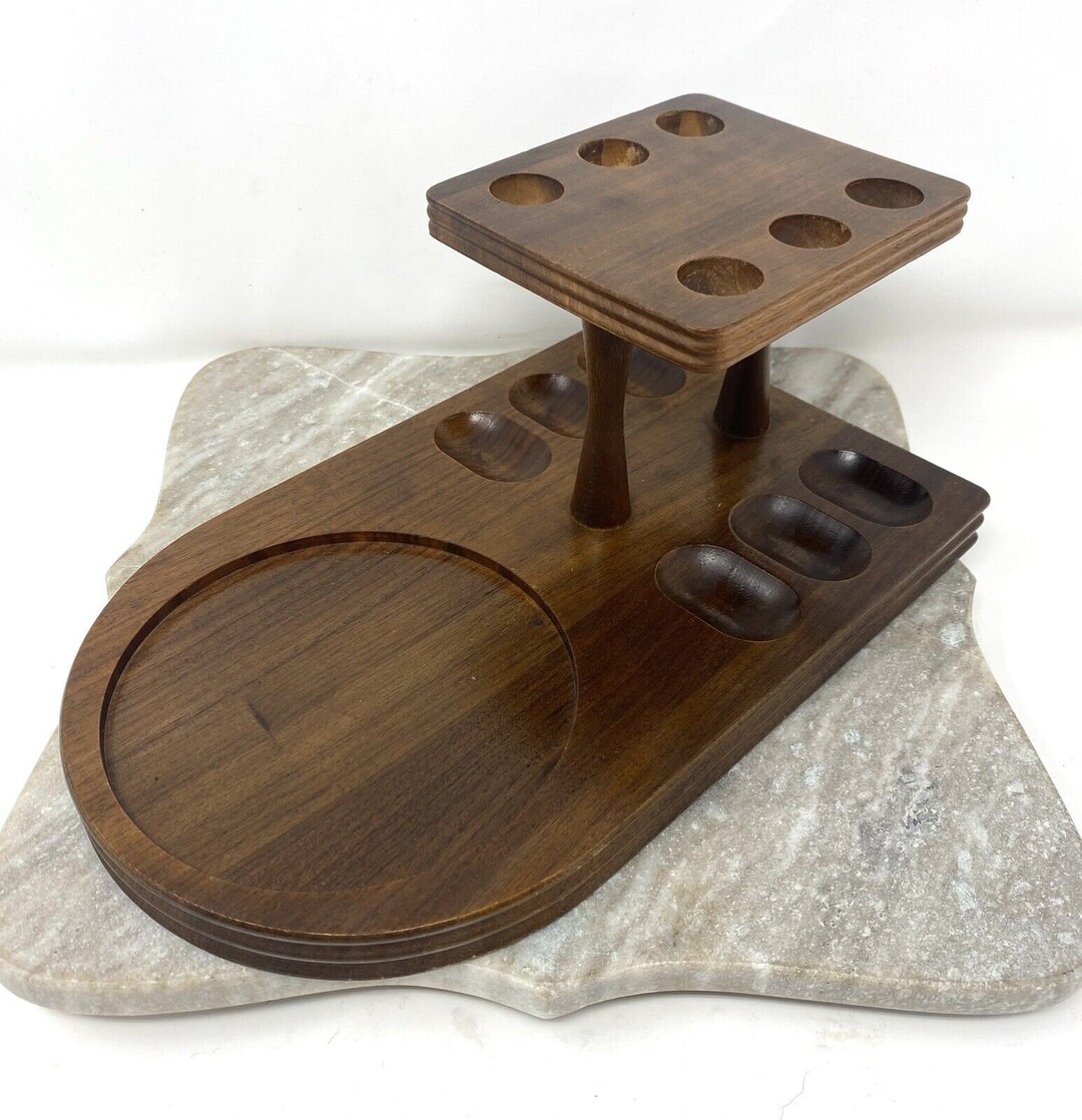 Vintage Pipe Stand Walnut Wood MCM 6 Hole Tobbaciana Brown Retro - Etsy