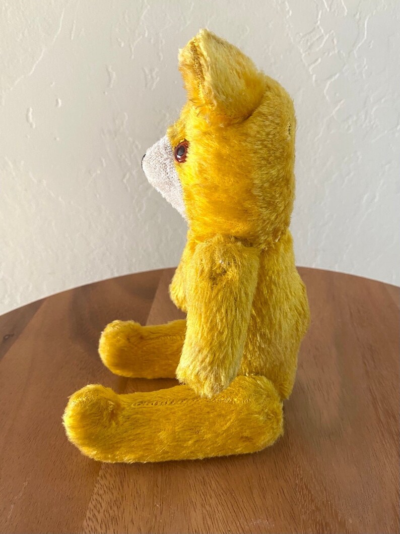 Vintage Golden Teddy Bear Articulated Arms and Legs Squeaker Toy Japan ...