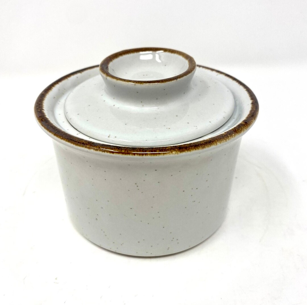Vintage Stoneybrook Speckled Stoneware Container W Lid Sugar - Etsy