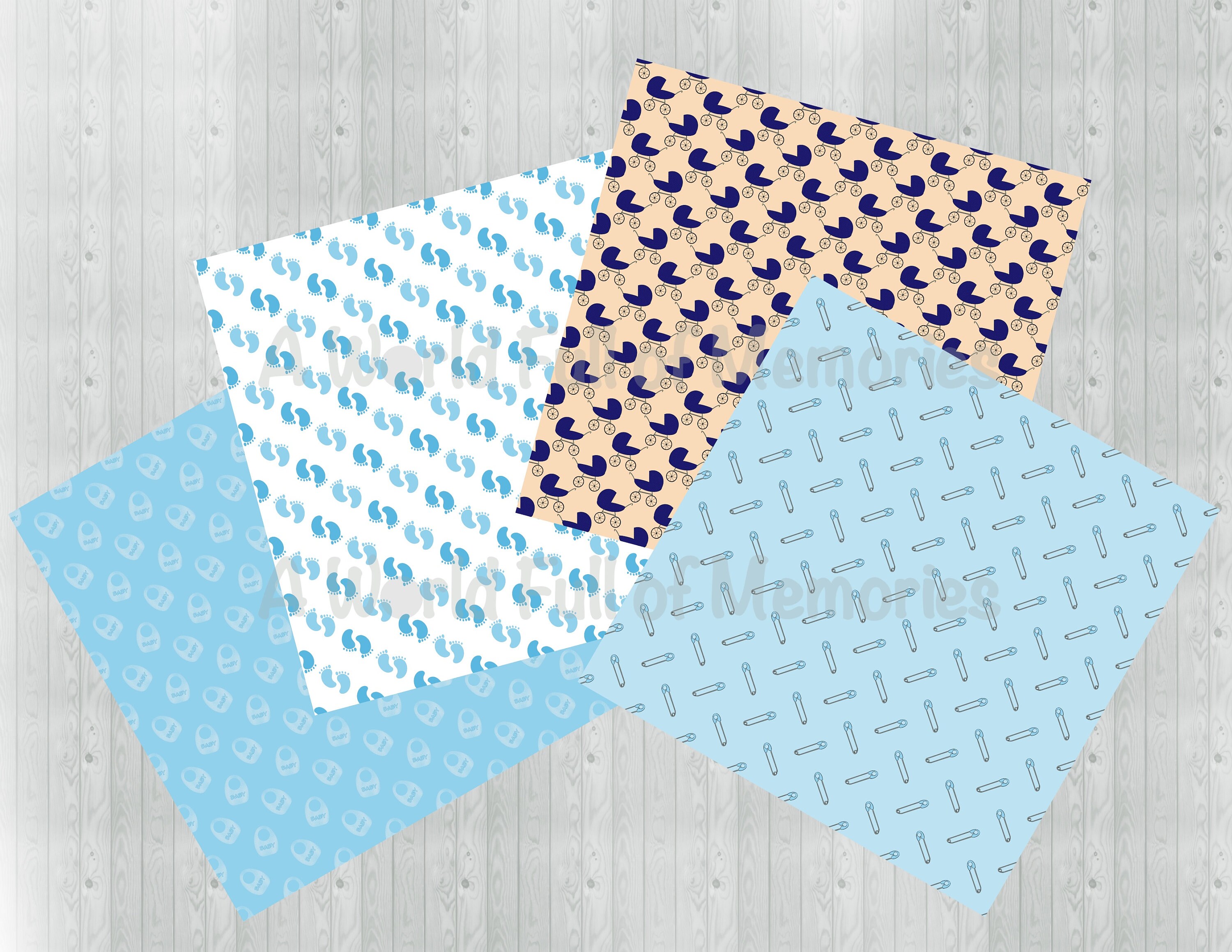 Baby Boy Digital Scrapbook Paper Blue Baby Boy Digital Paper Baby ...