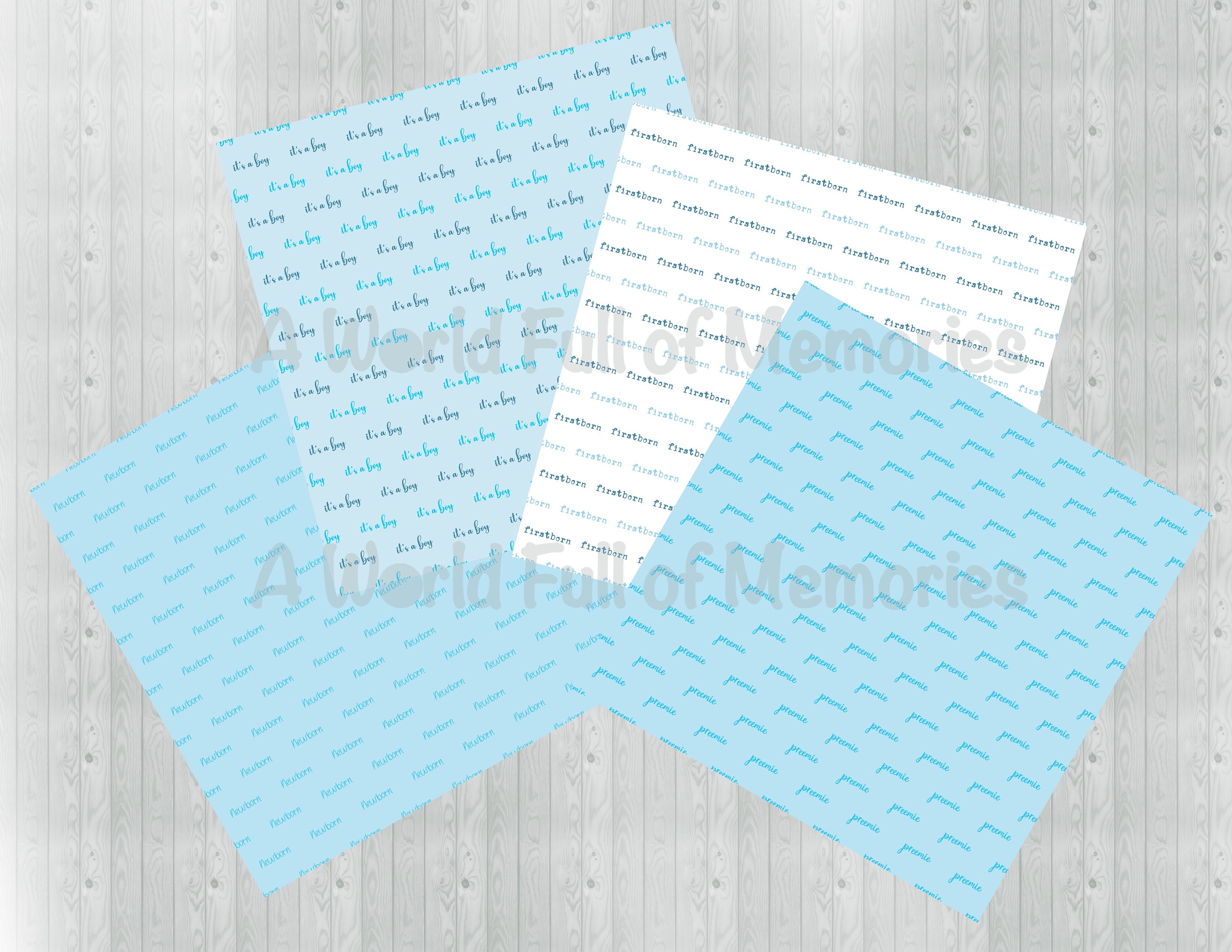 Baby Boy Digital Scrapbook Paper Blue Baby Boy Digital Paper Baby ...