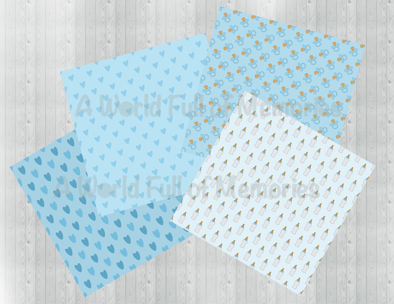 Baby Boy Digital Scrapbook Paper Blue Baby Boy Digital Paper Baby ...