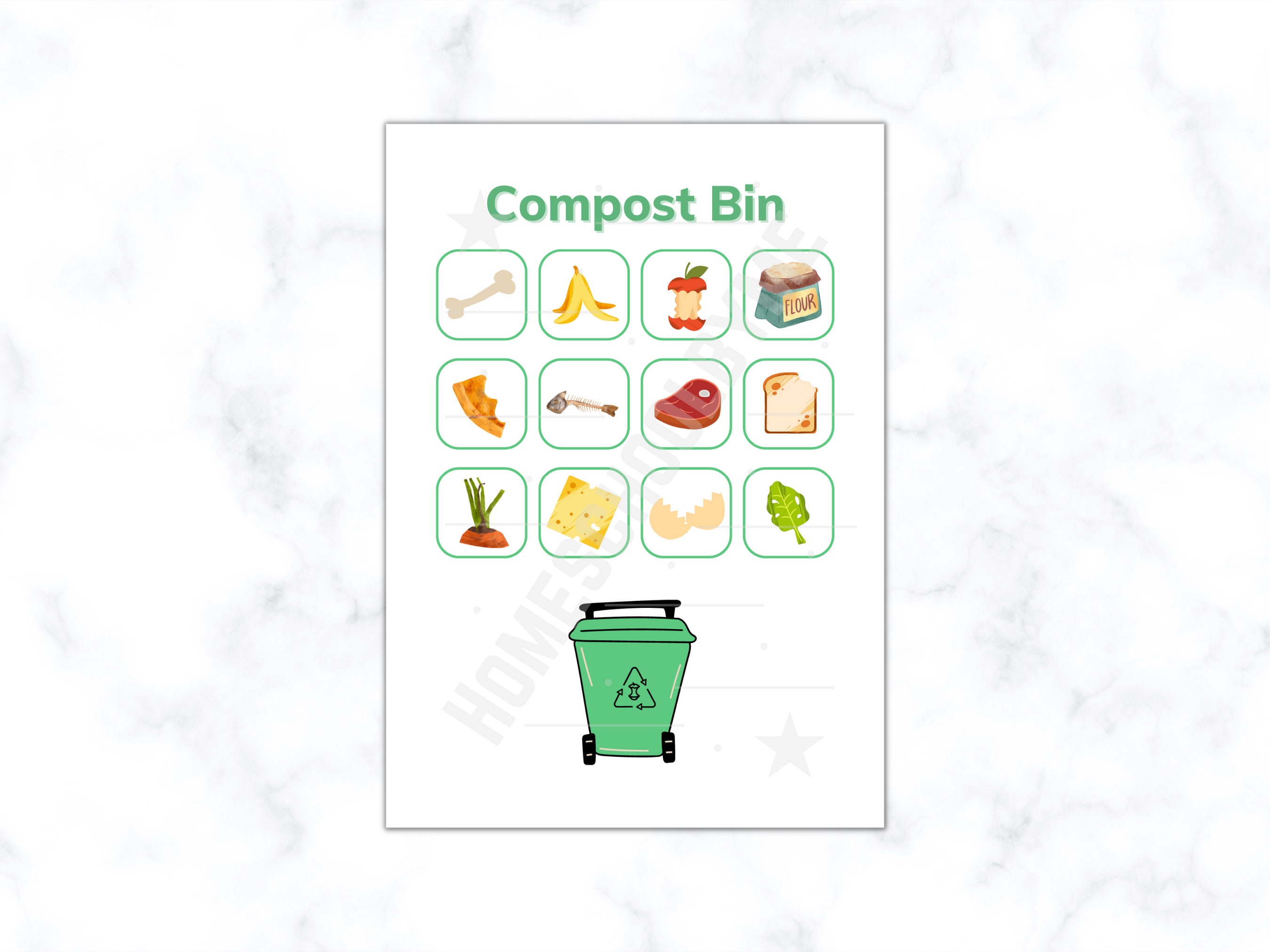 Bin Sorting Activity Printable Poster Rubbish, Recycling and Compost ...