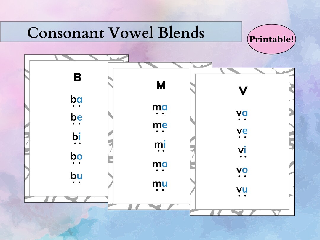 Beginning to Read Blends | Printable | Consonant-vowel Sounds | A, E, I ...