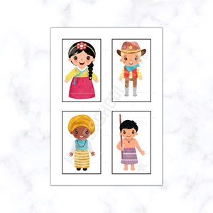 Kids From Around the World Printable Cultural Dress Multicultural Cards ...