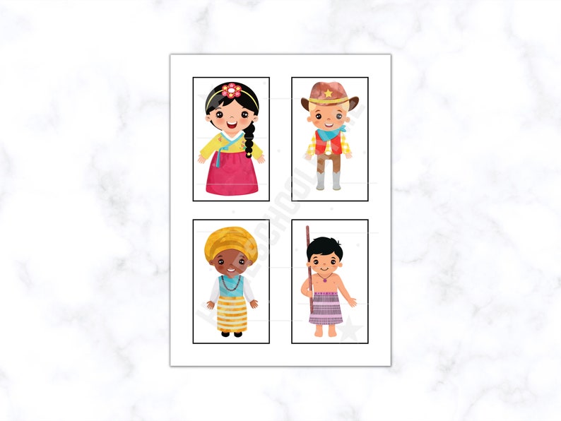 Kids From Around the World Printable Cultural Dress Multicultural Cards ...