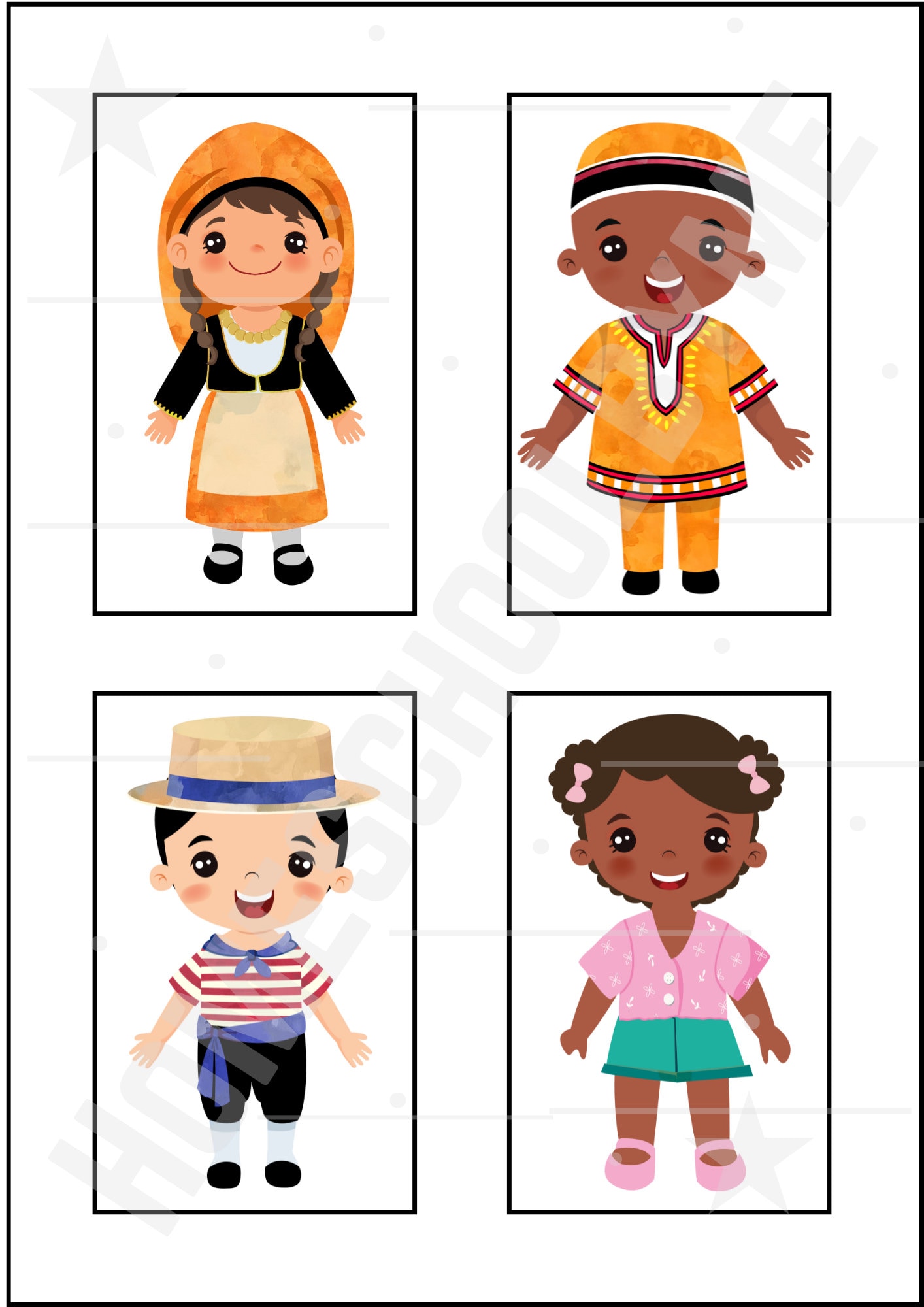 Kids From Around the World Printable | Cultural Dress | Multicultural ...