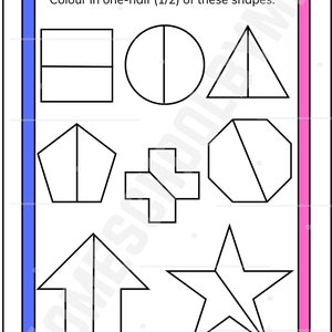 Fractions to Colour In: 1/2, 1/4 and 1/8 | Year 1 and 2 Maths ...