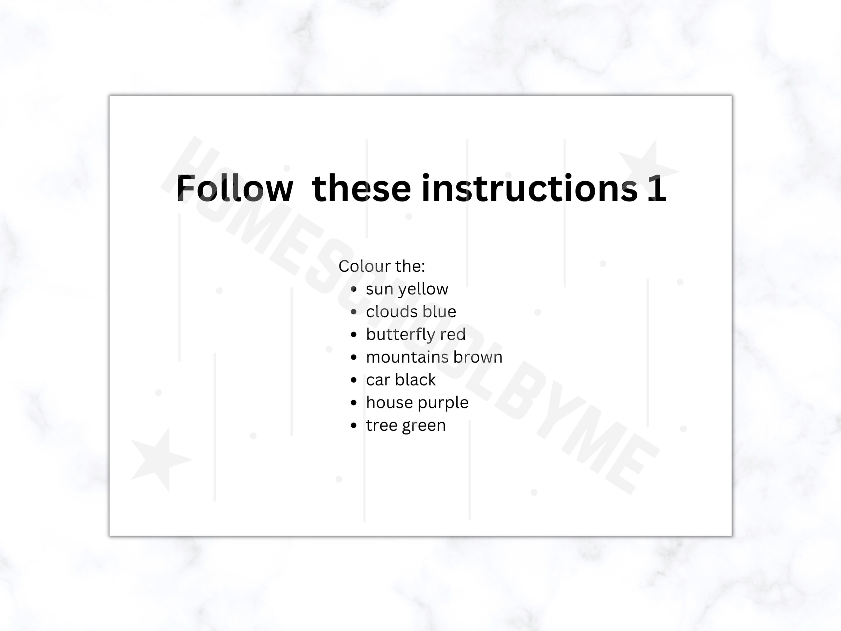 Follow Instructions Colouring in Sheets Colours Listening Comprehension ...