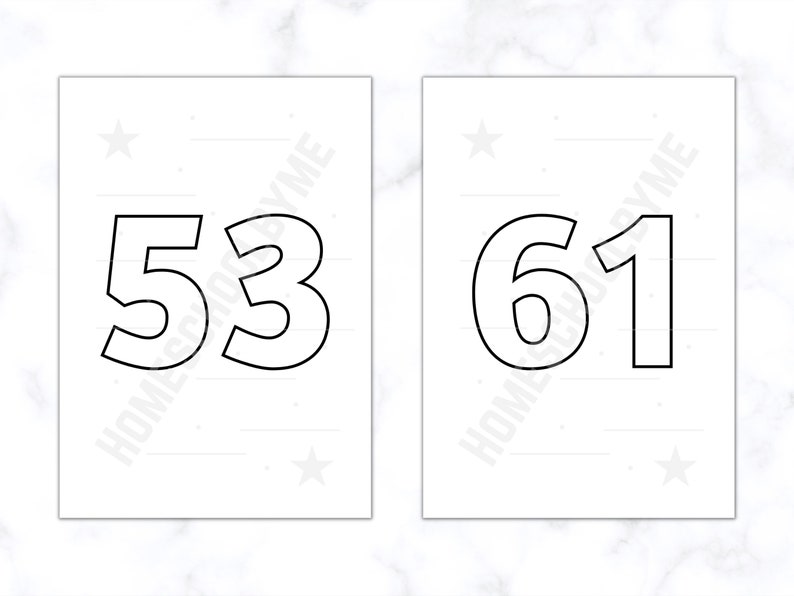 Large Numbers From 0-100 for Colouring in Number Line Maths Counting - Etsy