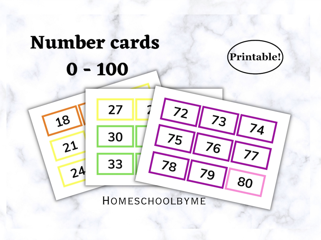 Number Cards 0-100 | Number Line Activity | - Etsy