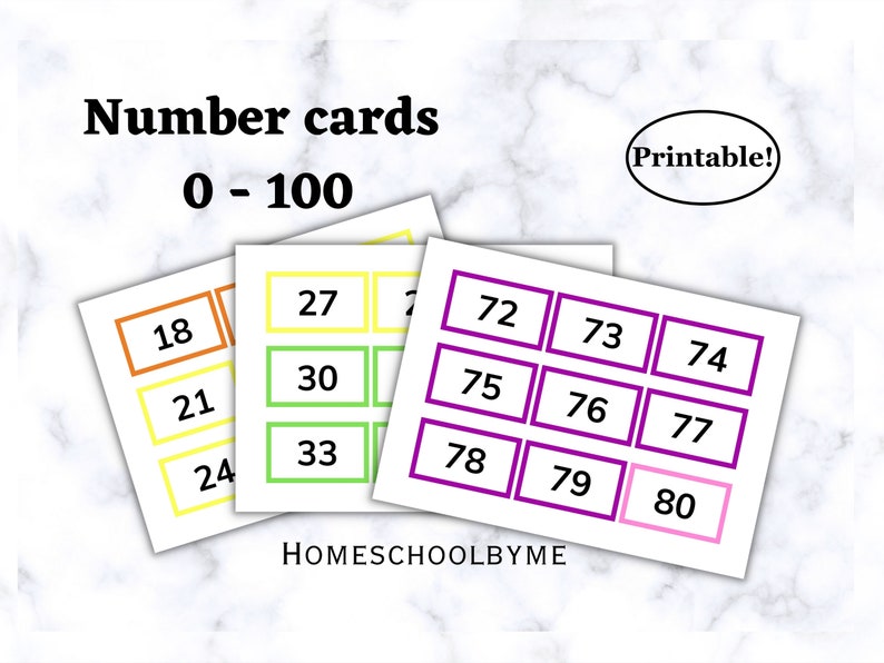 Number Cards 0-100 | Number Line Activity | - Etsy