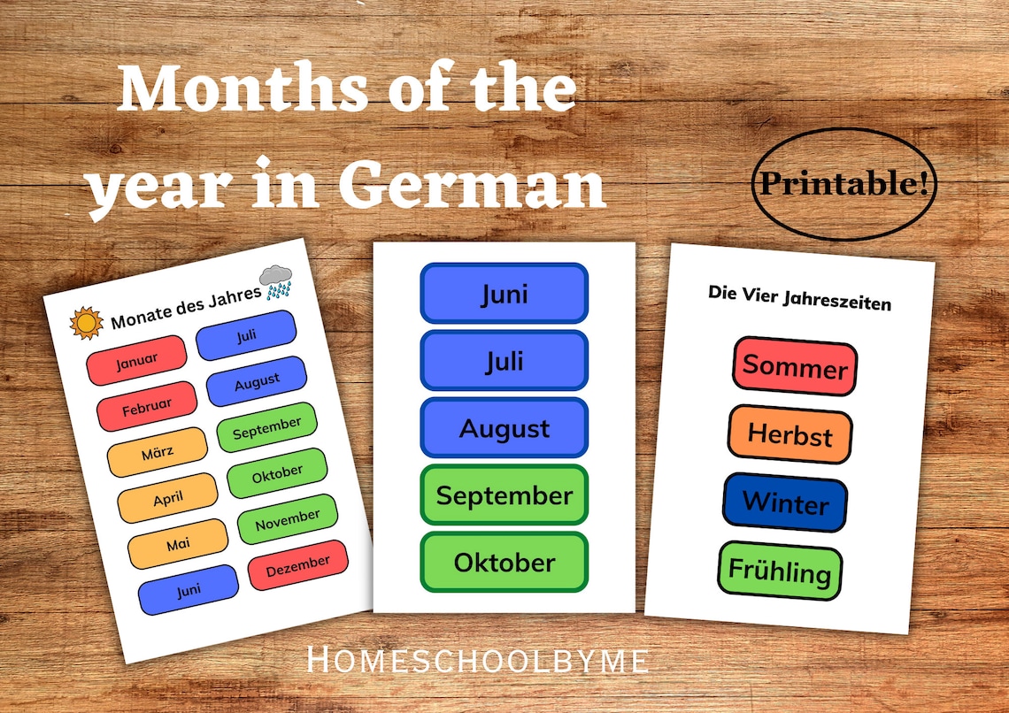 Months of the Year in German | Poster and Cards | Seasons | Wall Decor ...