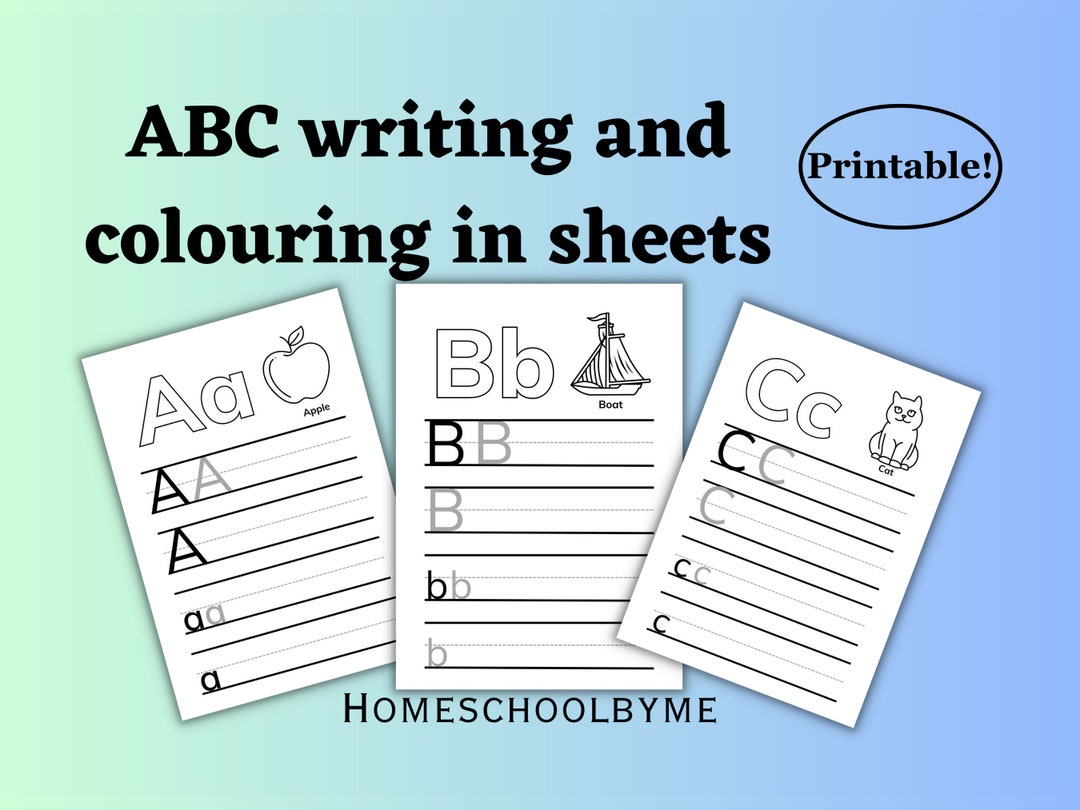 Writing and Colouring in Alphabet Sheets | Upper and Lowercase Letters ...