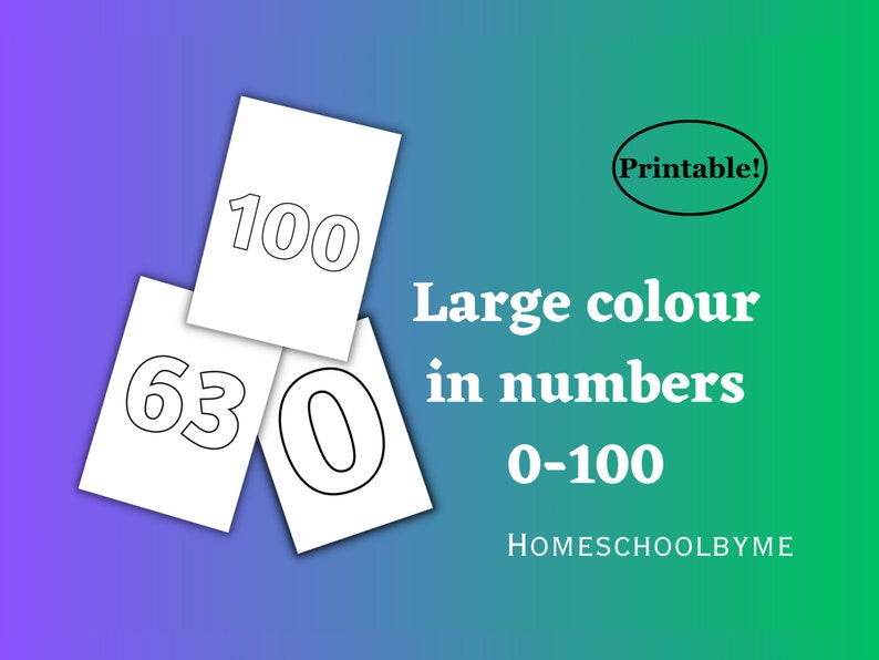 Grands chiffres de 0 à 100 à colorier | Ligne numérique | Mathématiques ...