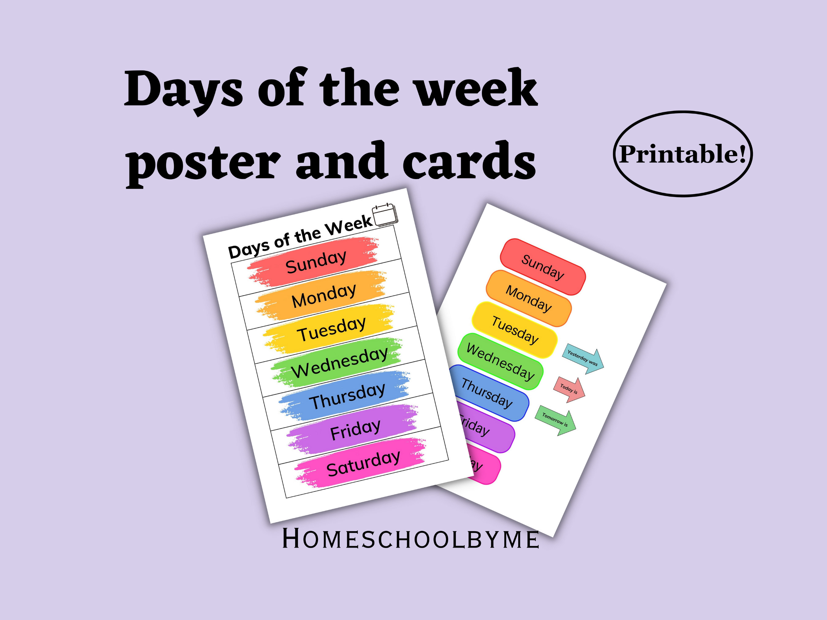 Seven Days of the Week Poster and Cards | Wall Decorations | Preschool ...