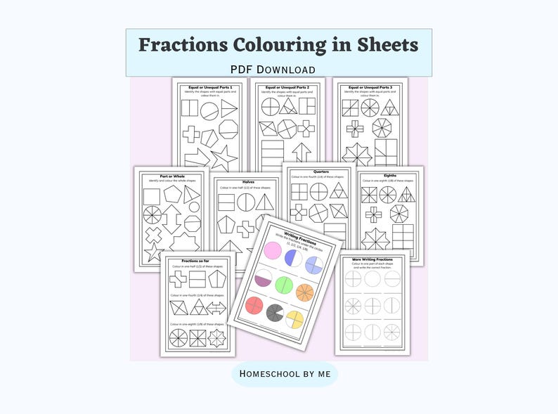 Fractions Coloring Worksheets | Year 1-2 Maths | Classroom & Homeschool ...