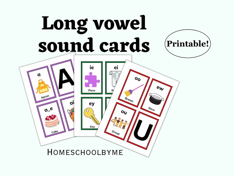 Long Vowel Sound Flash Cards Printable Activity Sorting Phonics ...