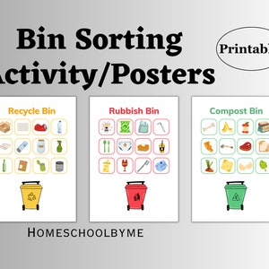 Bin Sorting Activity Printable Poster Rubbish, Recycling and Compost ...