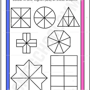 Fractions to Colour In: 1/2, 1/4 and 1/8 | Year 1 and 2 Maths ...