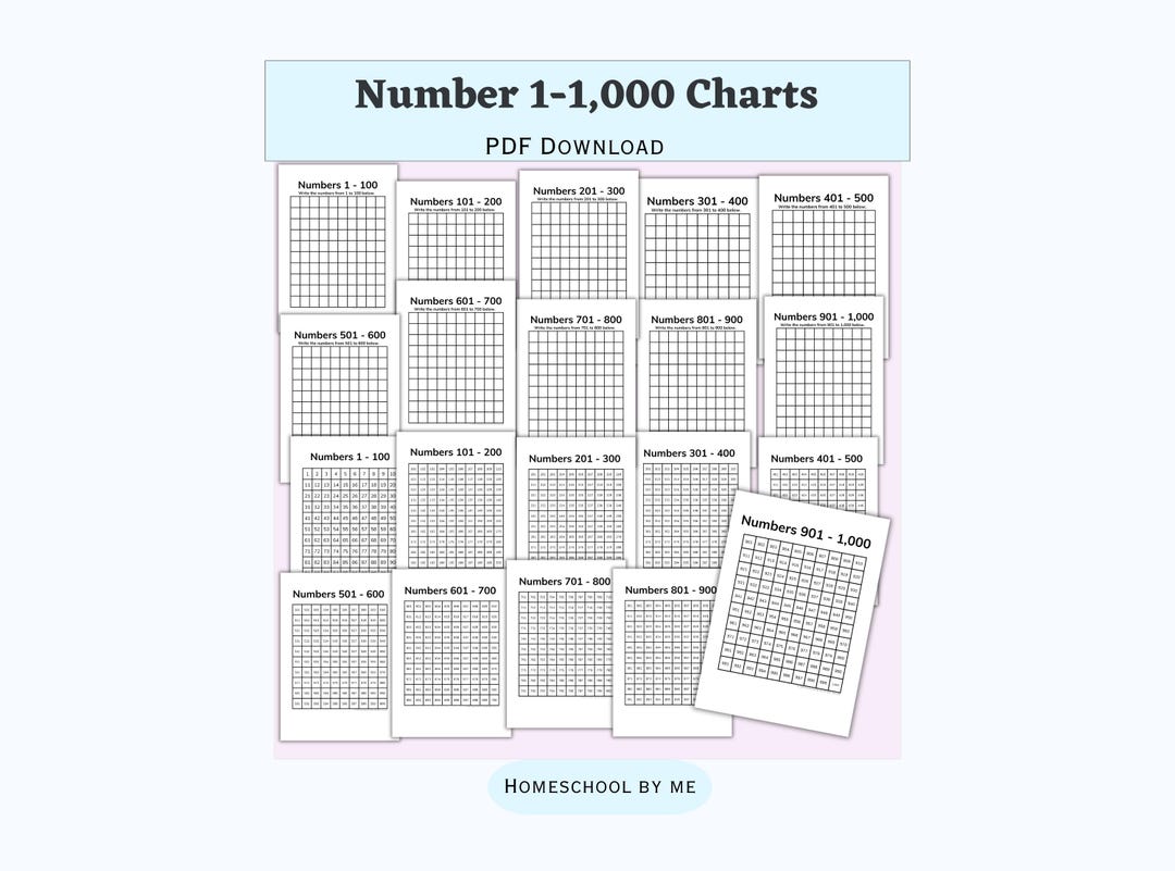 Numbers 1-1000 Charts | Counting, Skip Counting, Place Value | Maths ...