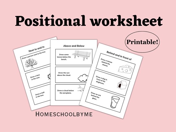 Hojas De Trabajo De Palabras Posicionales Para Preescolar