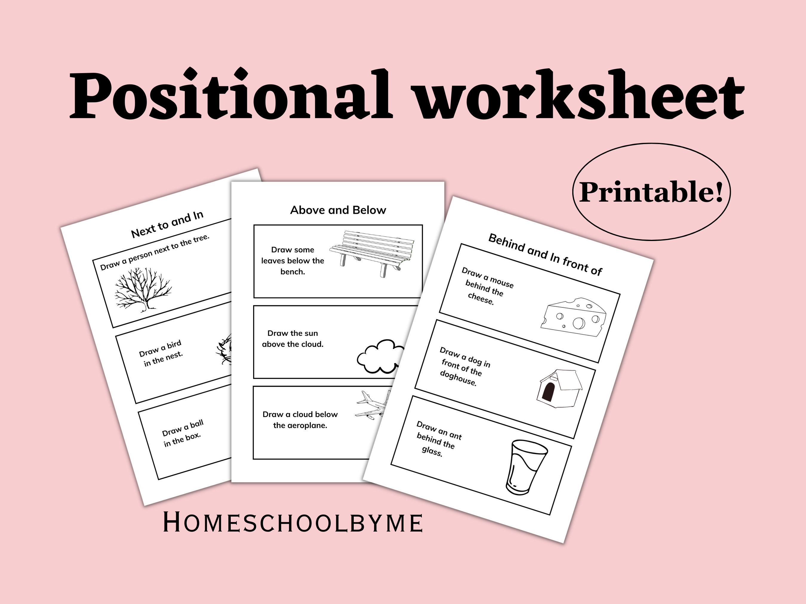 Simple Positional Worksheet for Kids Vocabulary and Prepositions ...