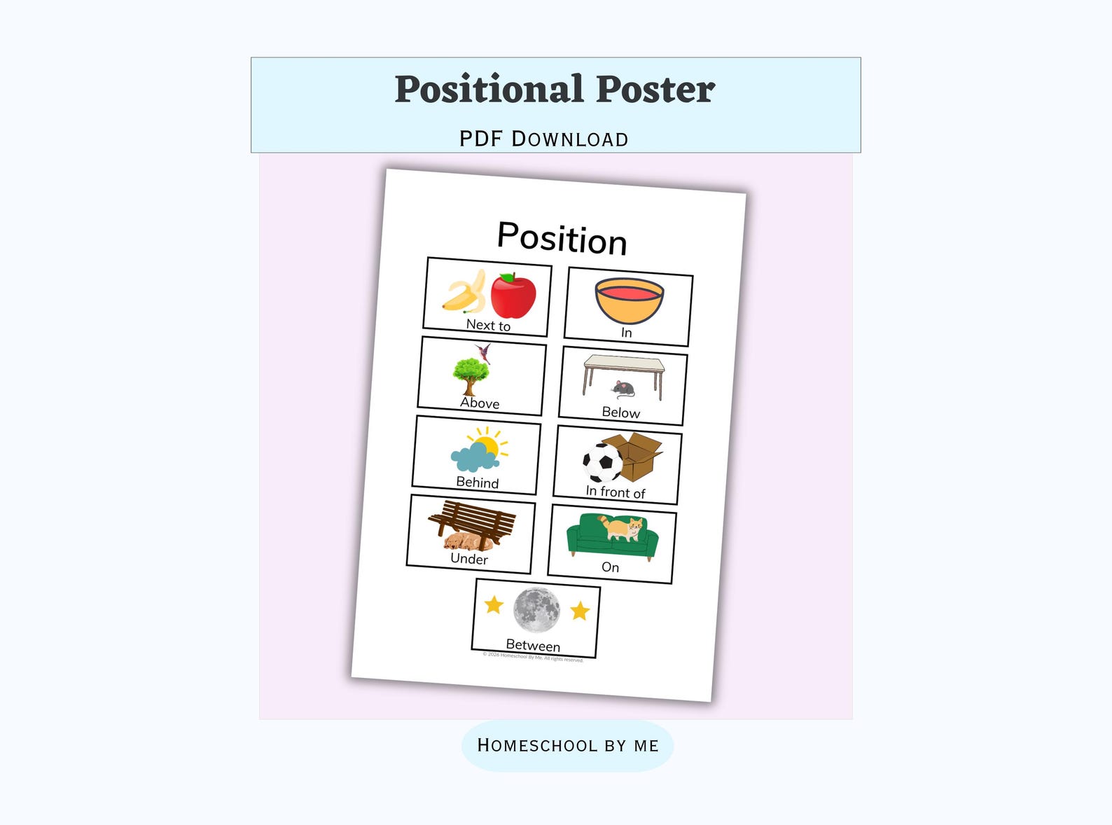 Positional Poster for Kindergarten Kids | Prepositions Chart | Parts of ...