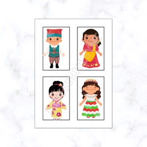 Kids From Around the World Printable Cultural Dress Multicultural Cards ...