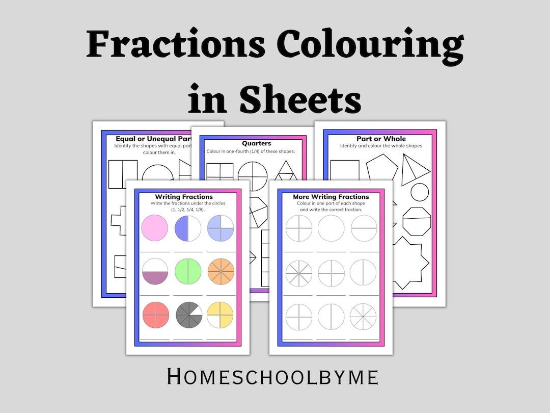 Fractions to Colour In: 1/2, 1/4 and 1/8 | Year 1 and 2 Maths ...