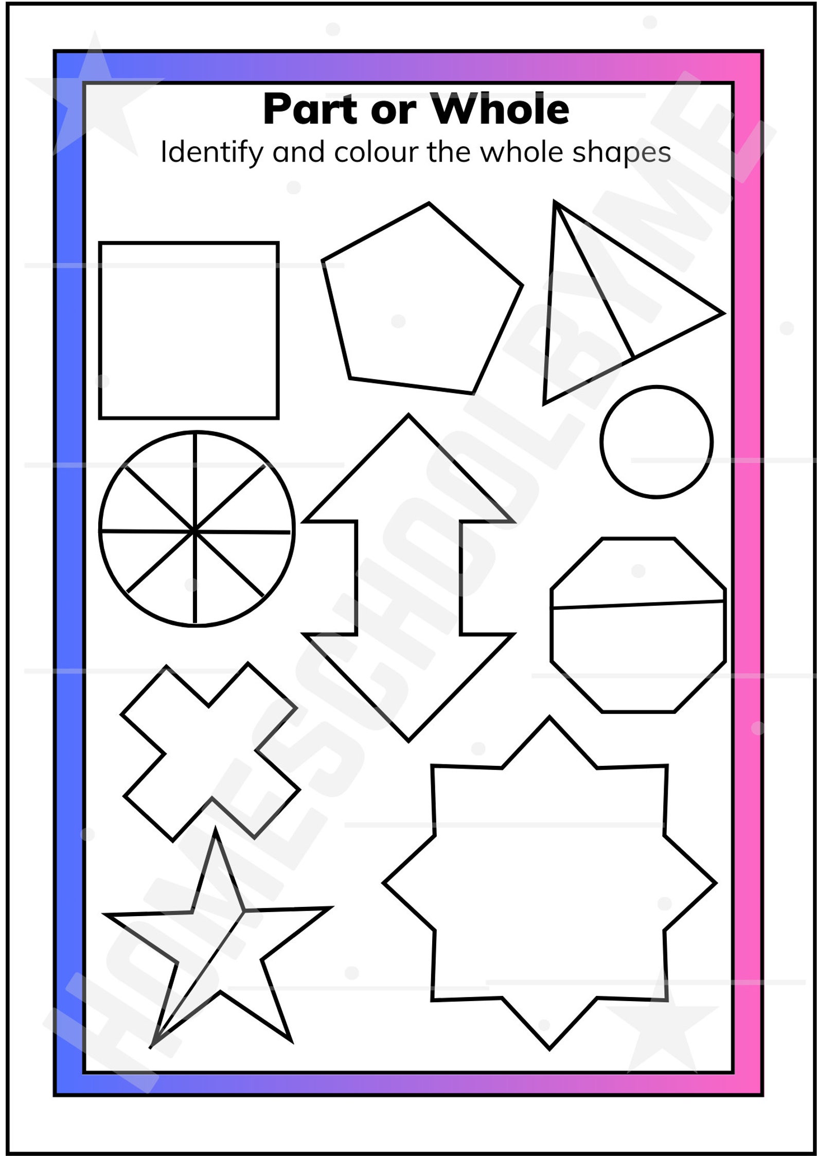 Fractions Coloring Worksheets: Year 1-2 Maths (PDF Download) - Etsy