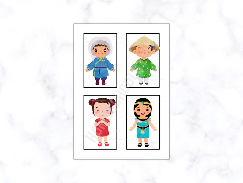 Kids From Around the World Printable Cultural Dress Multicultural Cards ...