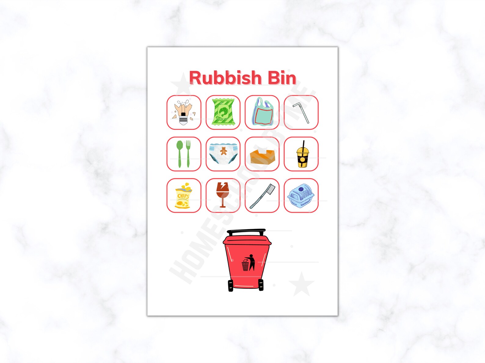 Bin Sorting Activity Printable Poster Rubbish Recycling - Etsy