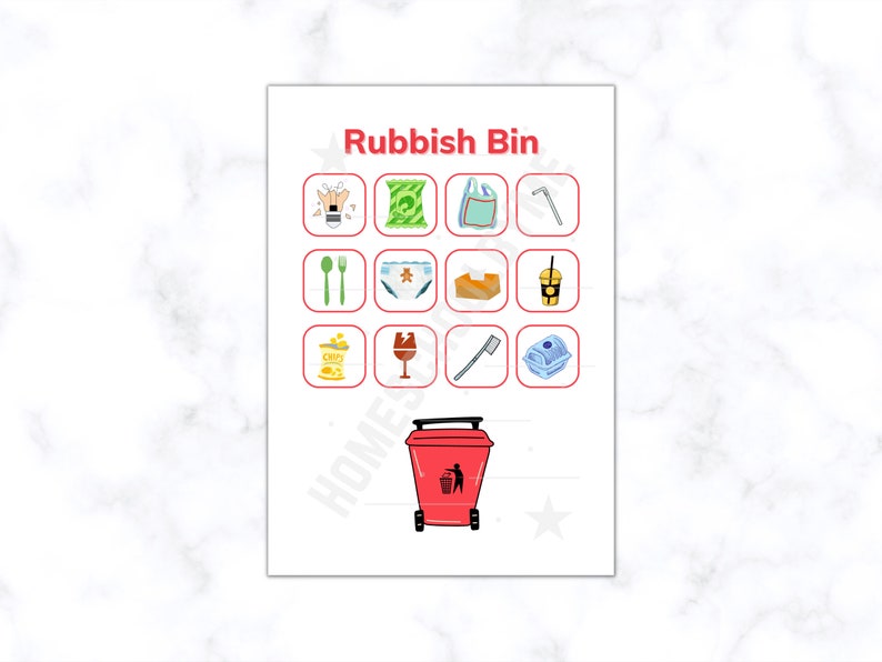 Bin Sorting Activity Printable Poster Rubbish Recycling - Etsy