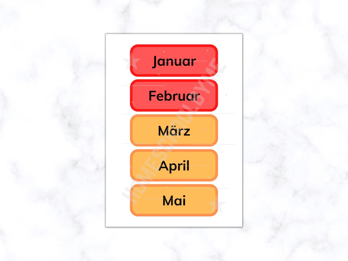 Months of the Year in German | Poster and Cards | Seasons | Wall Decor ...