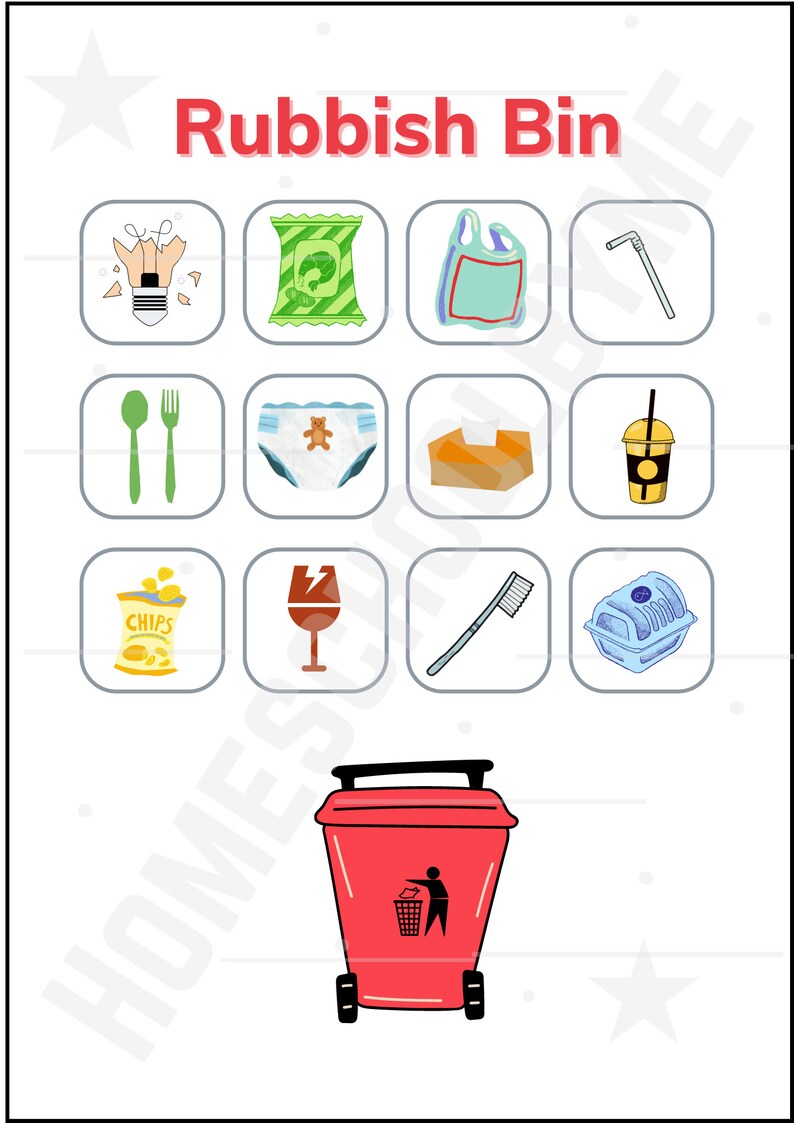 Bin Sorting Activity Printable | Poster | Rubbish, Recycling and ...