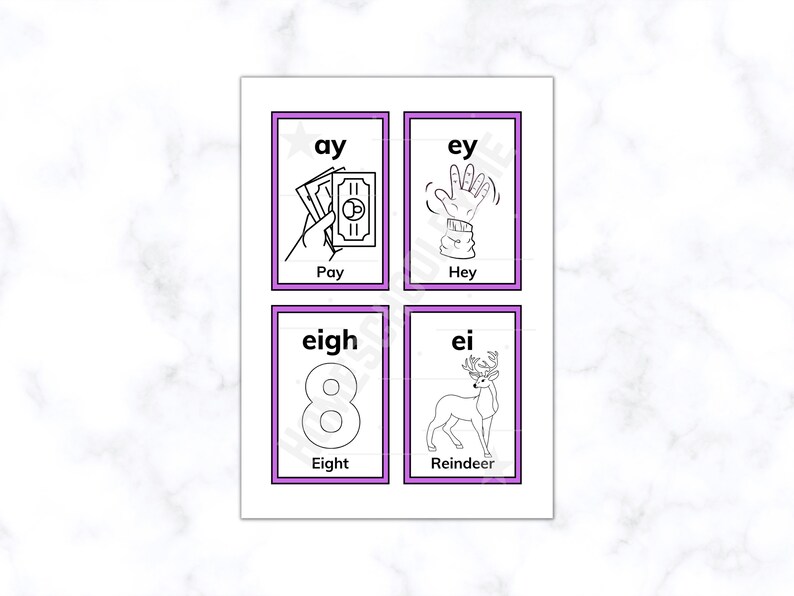 Long Vowel Sound Colour in Cards | Printable | Phonics - Etsy