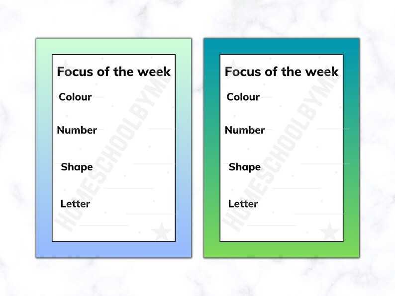 Focus of the Week Poster and Cards Homeschool Preschool - Etsy