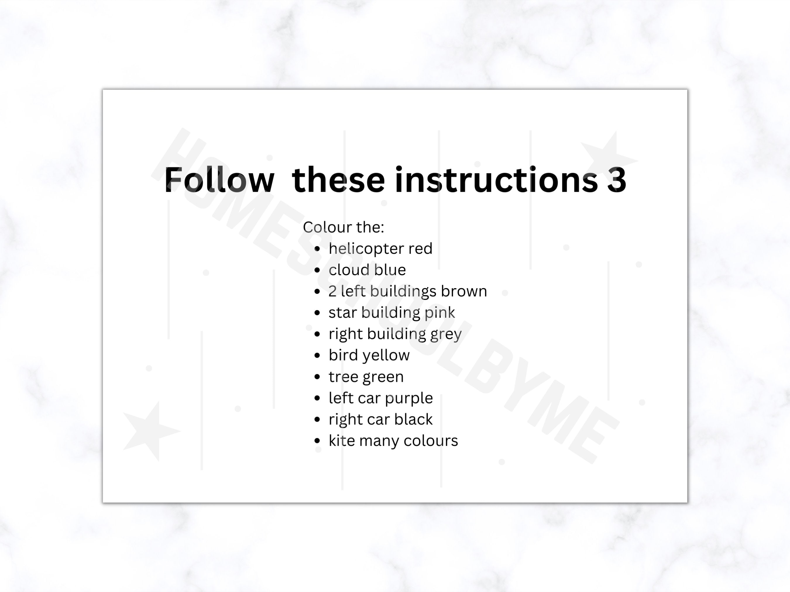 Follow Instructions Colouring in Sheets Colours Listening Comprehension ...