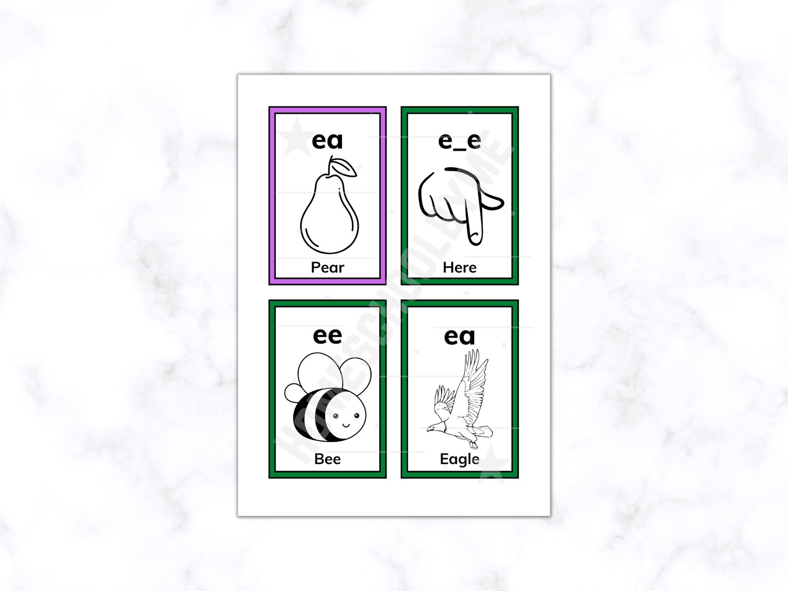 Long Vowel Sound Colour in Cards | Printable | Phonics - Etsy