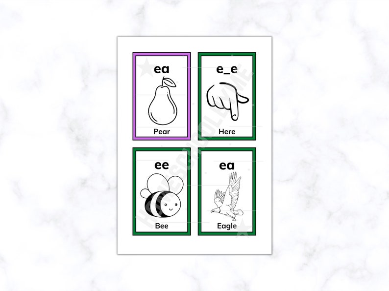 Long Vowel Sound Colour in Cards | Printable | Phonics - Etsy