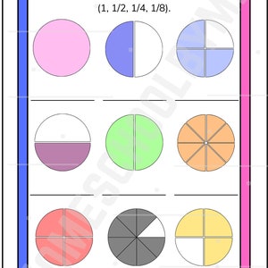 Fractions to Colour In: 1/2, 1/4 and 1/8 | Year 1 and 2 Maths ...