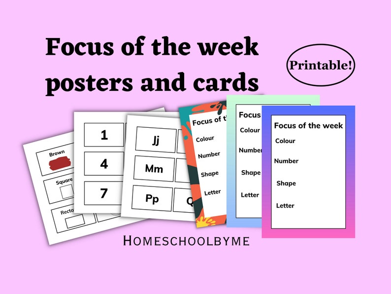 Focus of the Week Poster and Cards | Homeschool | Preschool | Letters ...