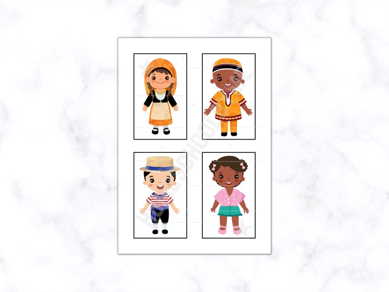Kids From Around the World Printable Cultural Dress Multicultural Cards ...
