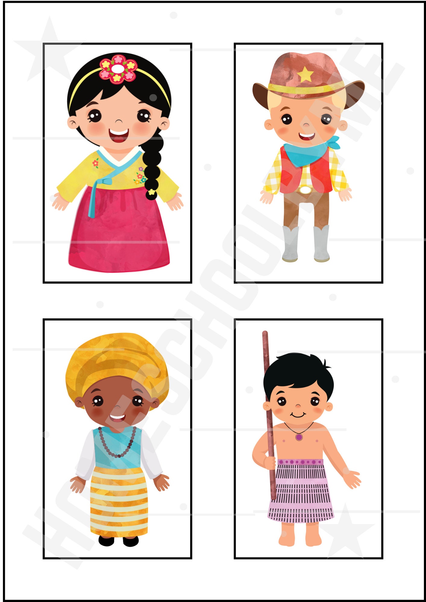 Kids From Around the World Printable | Cultural Dress | Multicultural ...