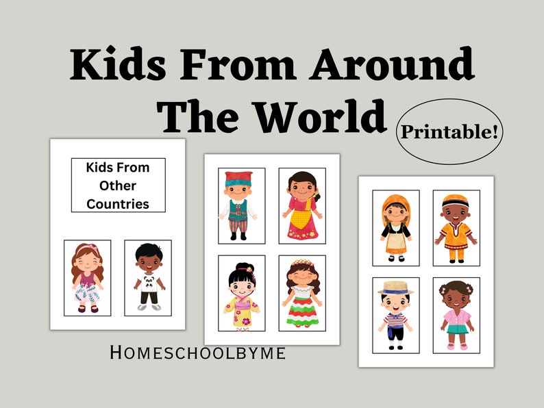 Kids From Around the World Printable Cultural Dress Multicultural Cards ...